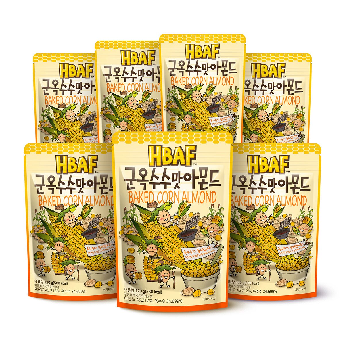 HBAF 군옥수수맛 아몬드 120g x 7봉 | 코스트코 코리아