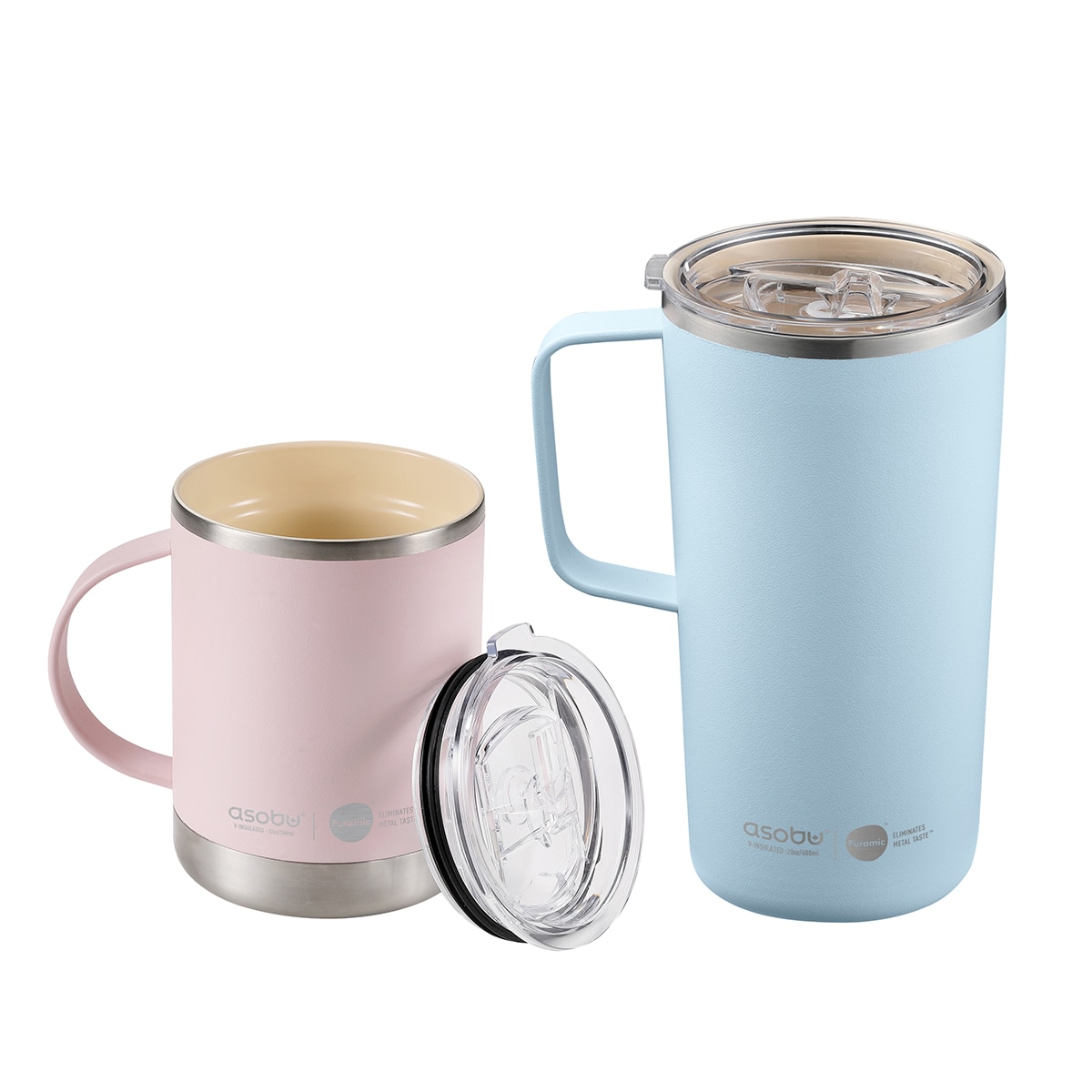 아소부 보온보냉 머그 세트 2P (360ml + 600ml) - 핑크 / 스카이블루 | 코스트코 코리아