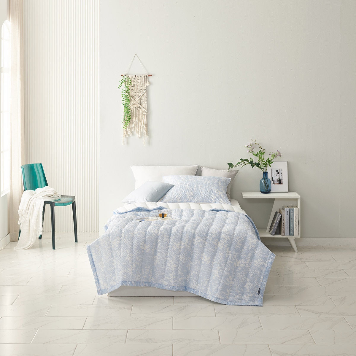 에이프릴앳홈 리플 누비 이불 - 싱글, 세이지(라이트블루) | 코스트코 코리아