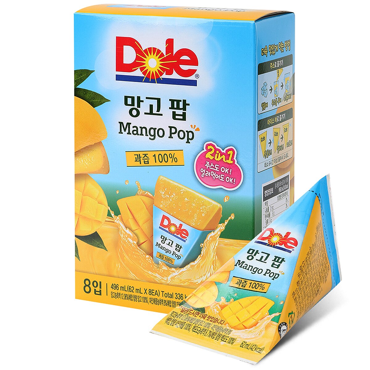 Dole 망고팝 62ml x 8팩 x 4박스 + 파인애플팝 62ml x 8팩 x 4박스 | 코스트코 코리아
