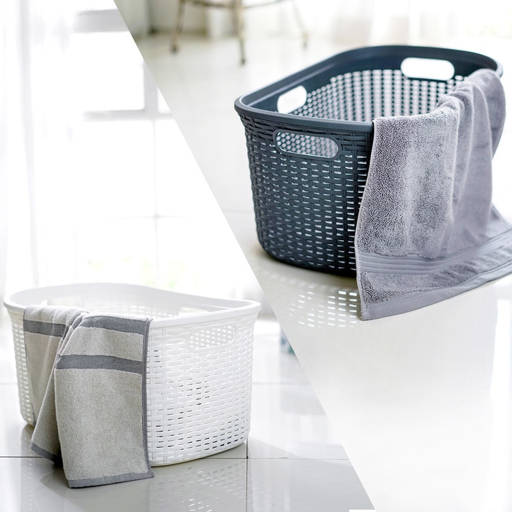 바스클립 오픈형 세탁물 바구니 세트 40L 2P - 화이트&그레이 | 코스트코 코리아