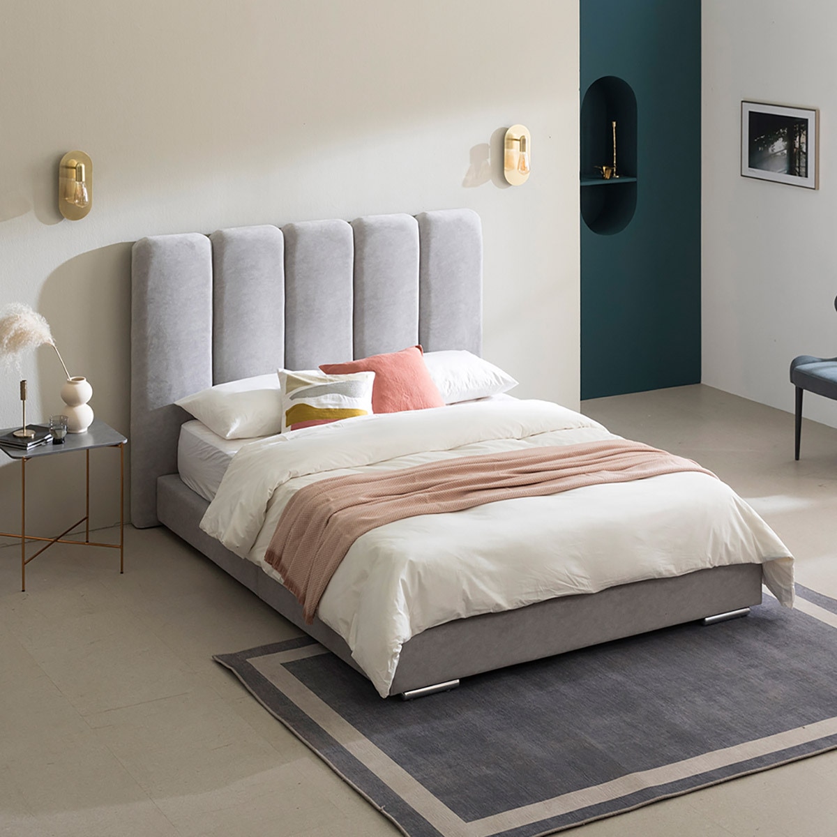 한국갤러리 벨라 침대 프레임 - 라지킹, 그레이 | 코스트코 코리아